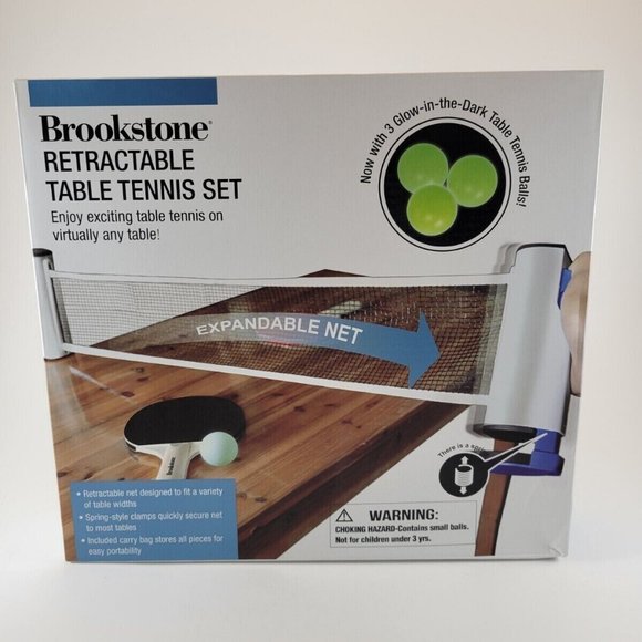 Brookstone | Games | Portableping Pong Table Tennis Set Retractable Net ...